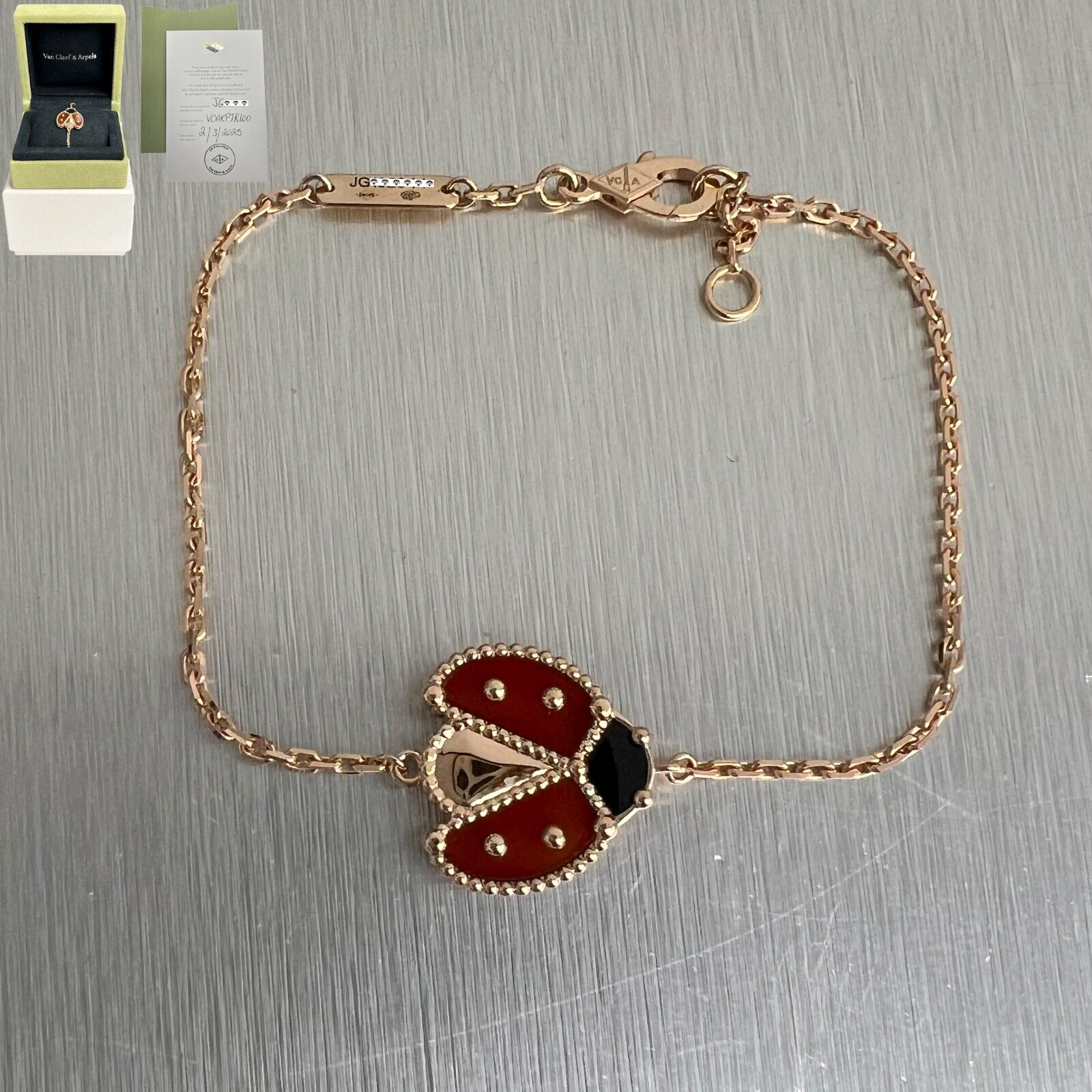 Van Cleef Arpels Lucky Spring Open Wings Ladybug 18k Rose Gold Bracele ...