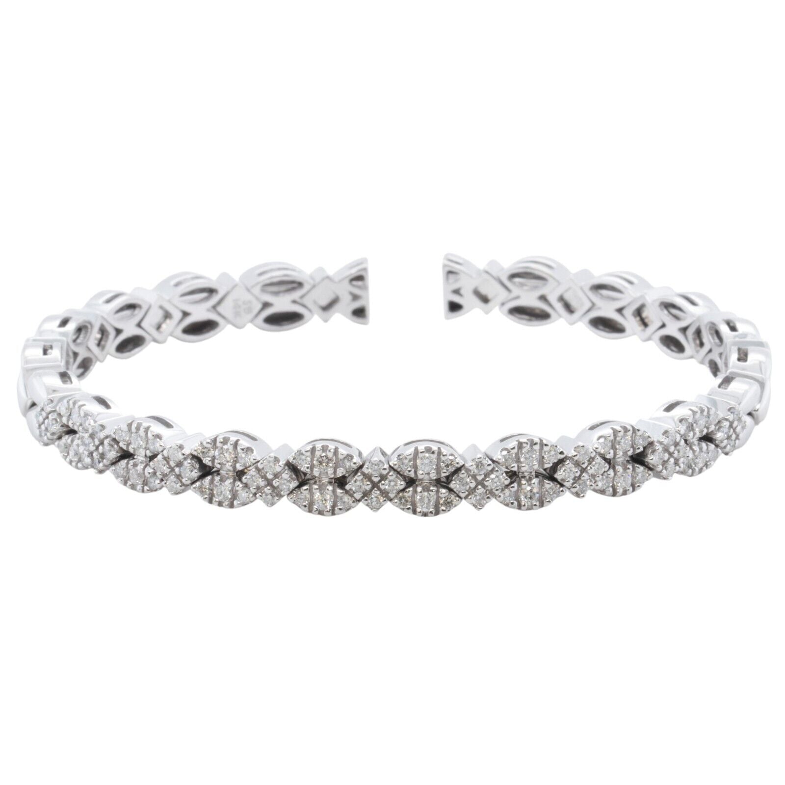 Sonia Bitton Diamond Pave Spring Cuff 14k White Gold Bracelet 1.00ctw ...